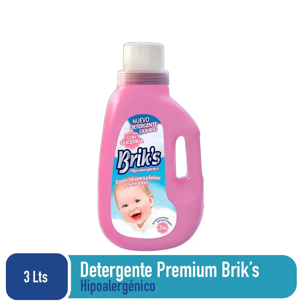Detergente Premium Briks Hipoalergénico 3 Lts | HIPERMAX